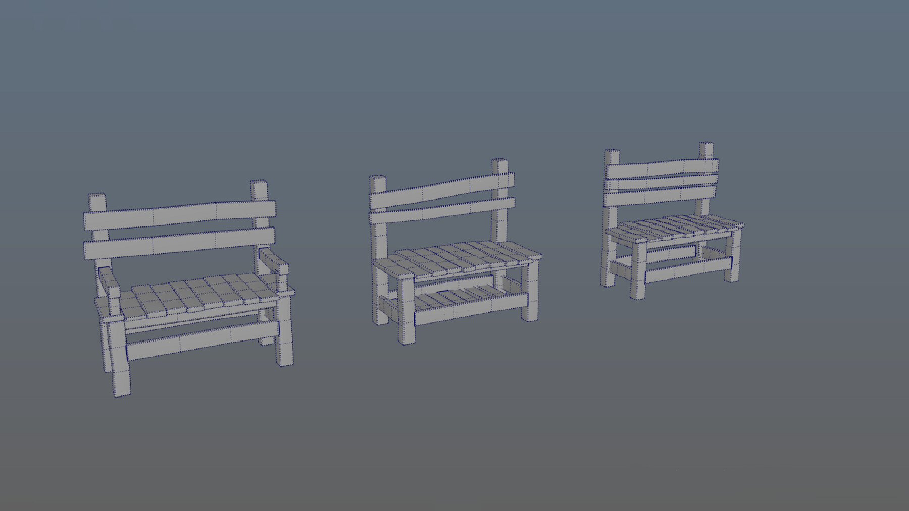 ArtStation - Stylized bench bench 3 types PBR game ready Low-poly 3D ...