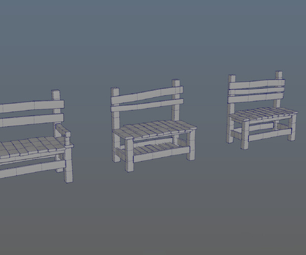 ArtStation - Stylized bench bench 3 types PBR game ready Low-poly 3D ...