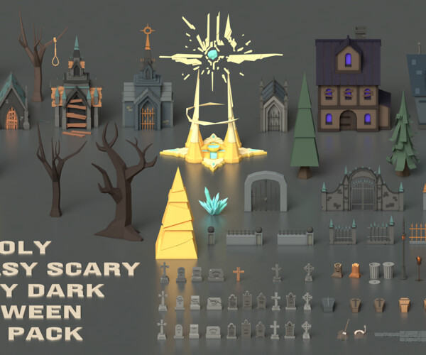 ArtStation - Free Demo of Low Poly Fantasy Scary Creepy Dark Halloween ...