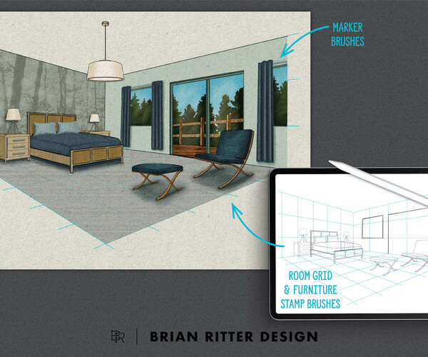 ArtStation - Interior Design Toolkit for Procreate | Artworks