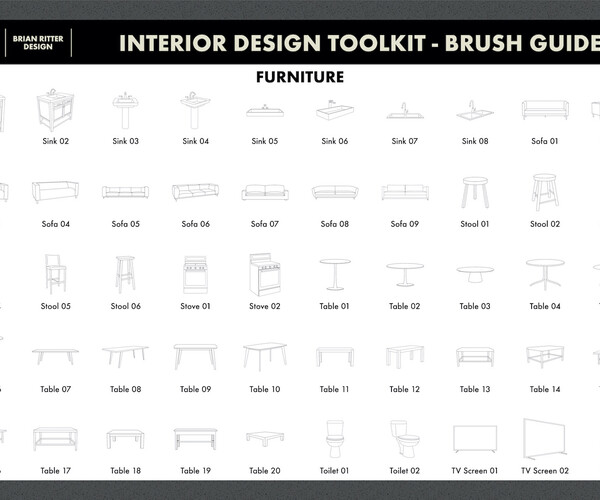 ArtStation - Interior Design Toolkit for Procreate | Artworks