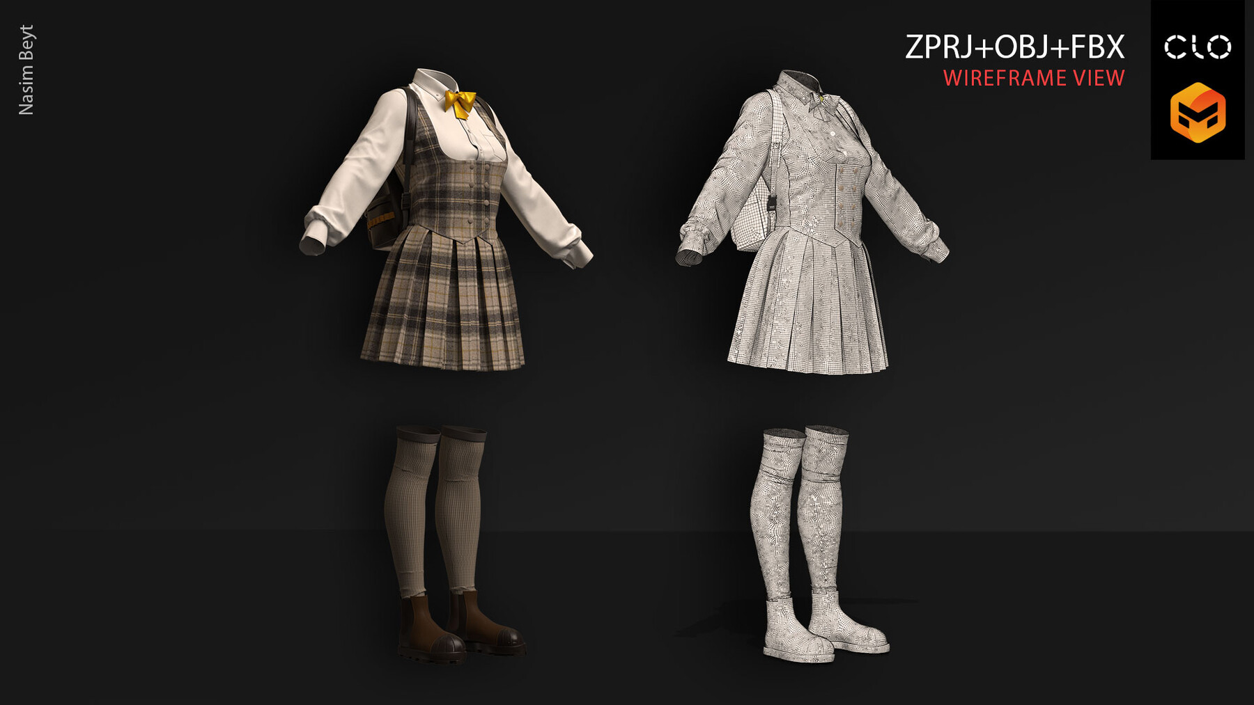 ArtStation - SCHOOL UNIFORM with BAG & SHOES PACK with TEXTURES (VOL.02 ...