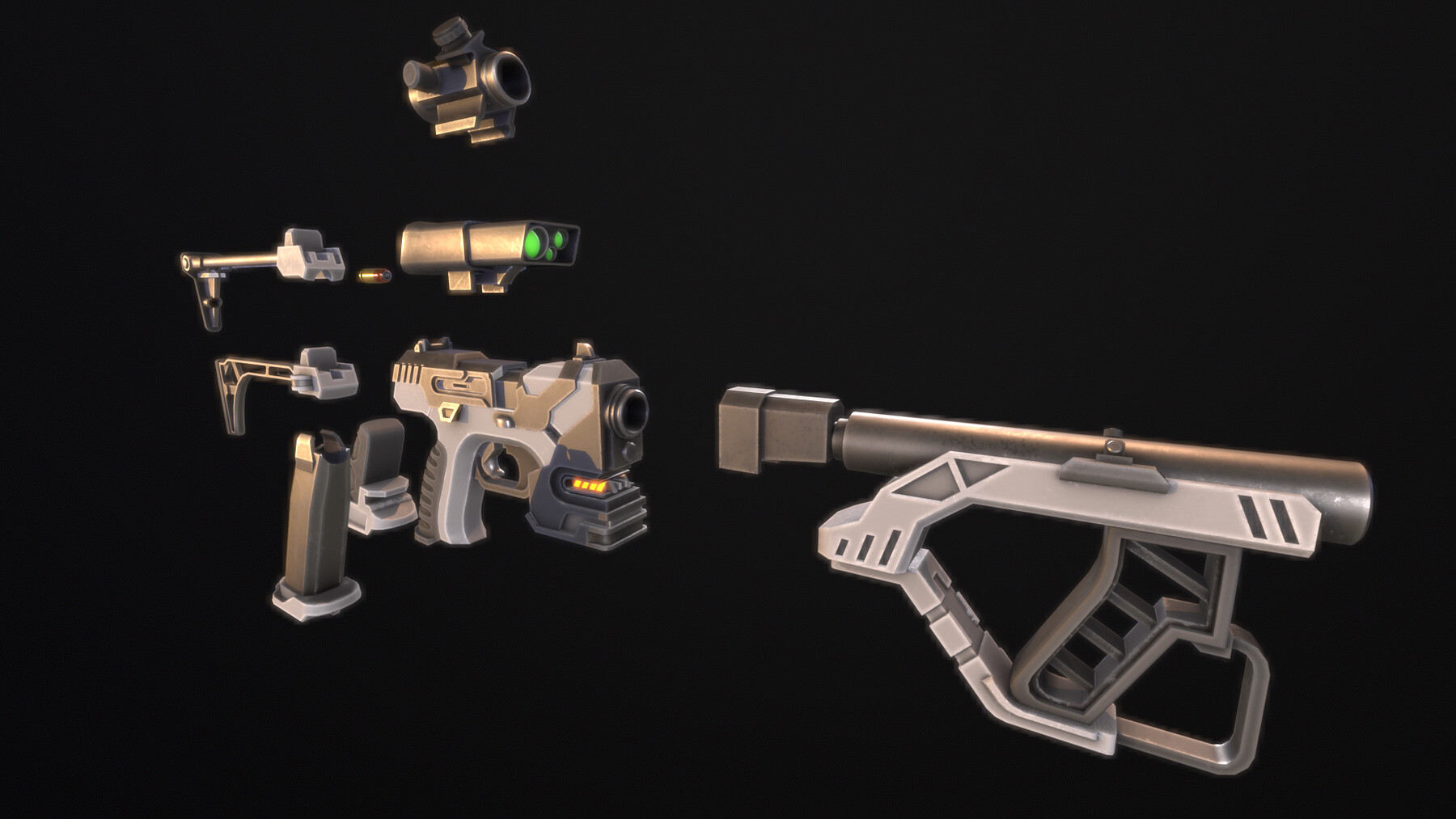 ArtStation - Sci-fi gun and case - Fully modular + Unreal Engine ...