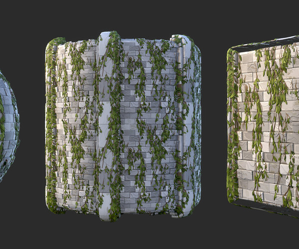 ArtStation - Stylized Ruin Wall with Foliage - Substance 3D Designer ...