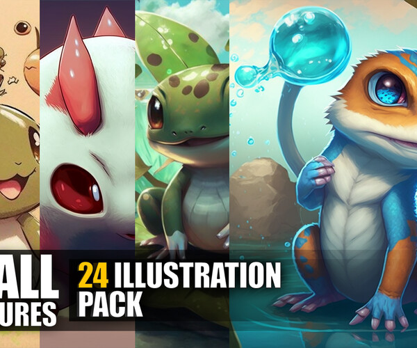 ArtStation - Small chibi creatures 24 Illustration Pack | Artworks