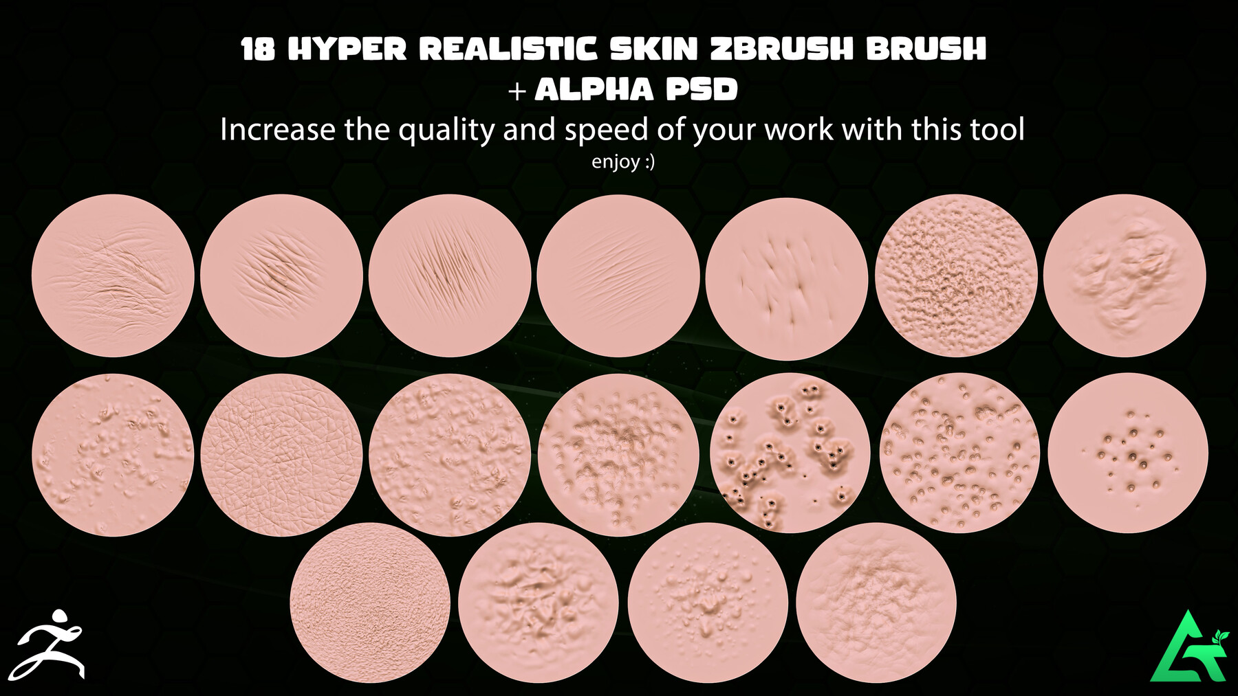 ArtStation - Hyper Realistic Skin Kit - Zbrush Brush + Alpha PSD V1 ...