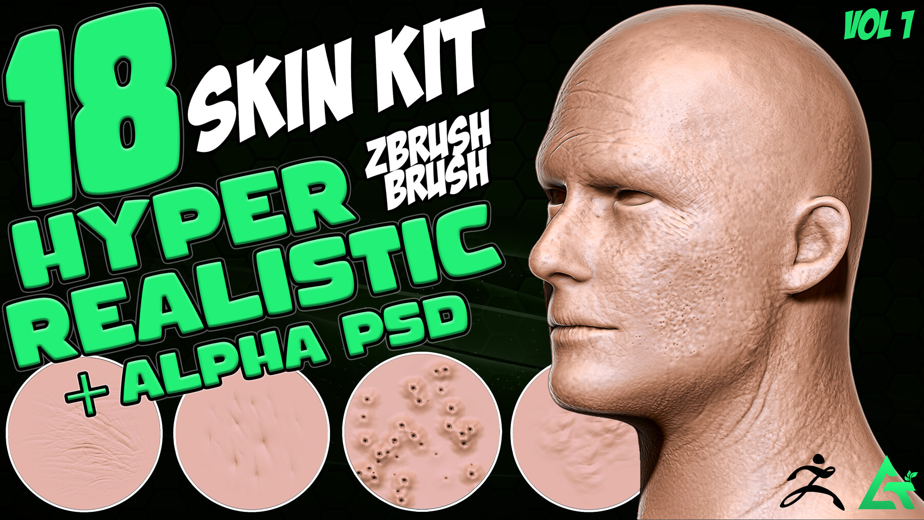 ArtStation - Hyper Realistic Skin Kit - Zbrush Brush + Alpha PSD V1 ...