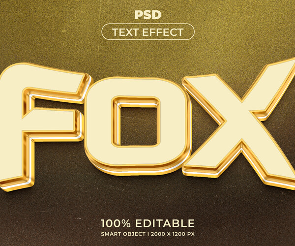 ArtStation - 3D Fox PSD fully editable text effect. Layer style PSD ...