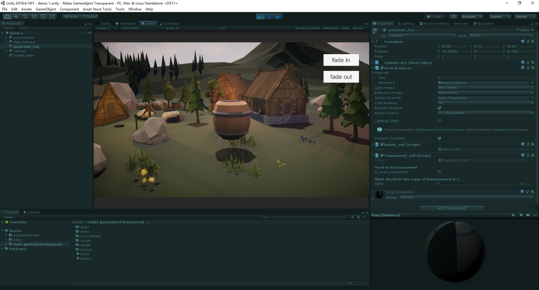 ArtStation - Unity Tool - Make Gameobject Transparent | Resources