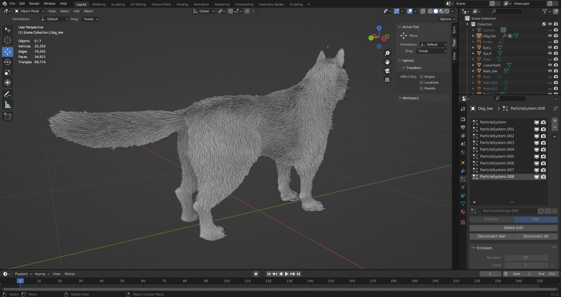 ArtStation - Fur Gray Wolf Rigged and Animated in Blender | Game Assets