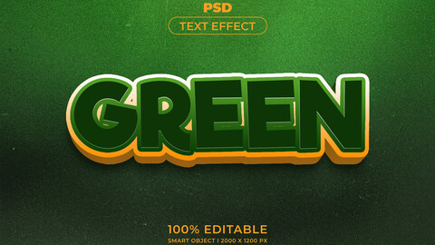 ArtStation - 3D Green PSD fully editable text effect. Layer style PSD ...