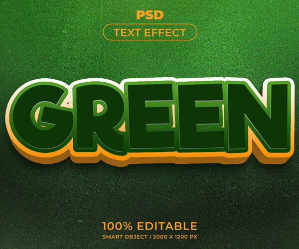 ArtStation - 3D Green PSD fully editable text effect. Layer style PSD ...