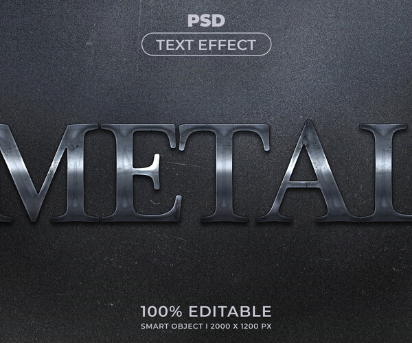 ArtStation - 3D Metal PSD fully editable text effect. Layer style PSD ...