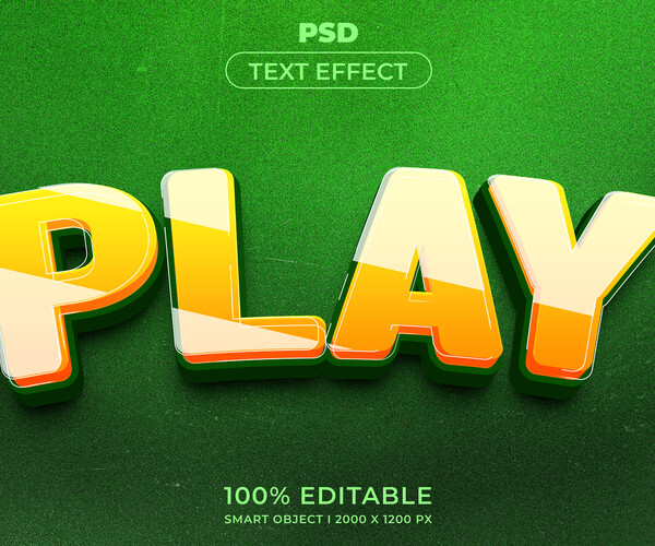 ArtStation - 3D Play PSD fully editable text effect. Layer style PSD ...