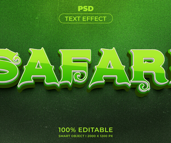 ArtStation - 3D Safari PSD fully editable text effect. Layer style PSD ...