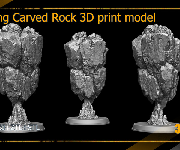 ArtStation - Floating Carved Rock 3D print model | Game Assets