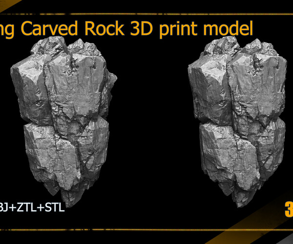 ArtStation - Floating Carved Rock 3D print model | Game Assets