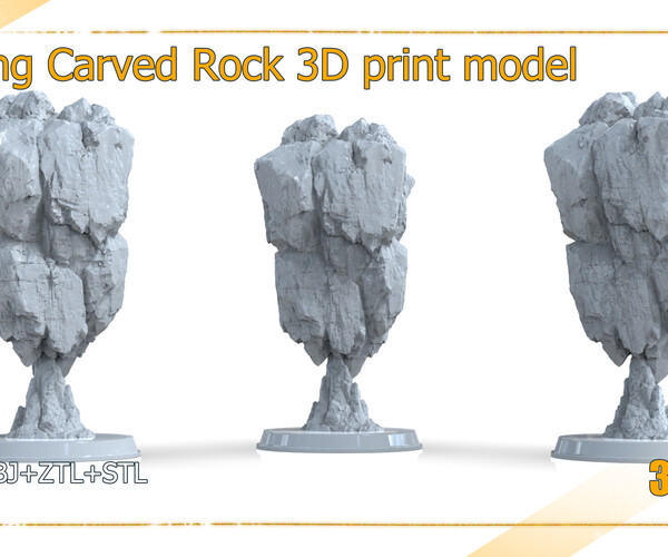 ArtStation - Floating Carved Rock 3D print model | Game Assets