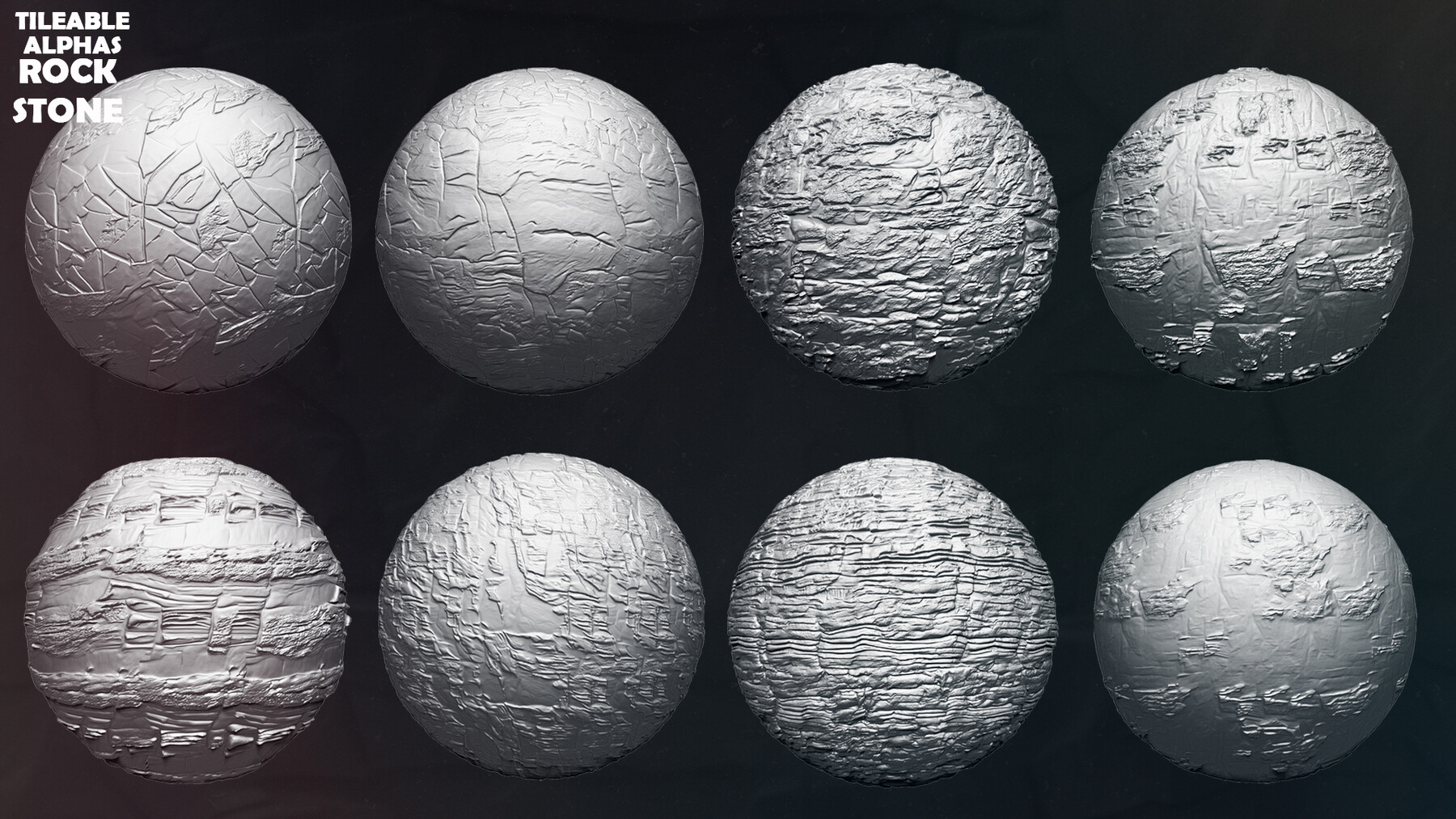 ArtStation - 50+ Rock and Stone Tileable Alphas (ZBrush, Blender ...