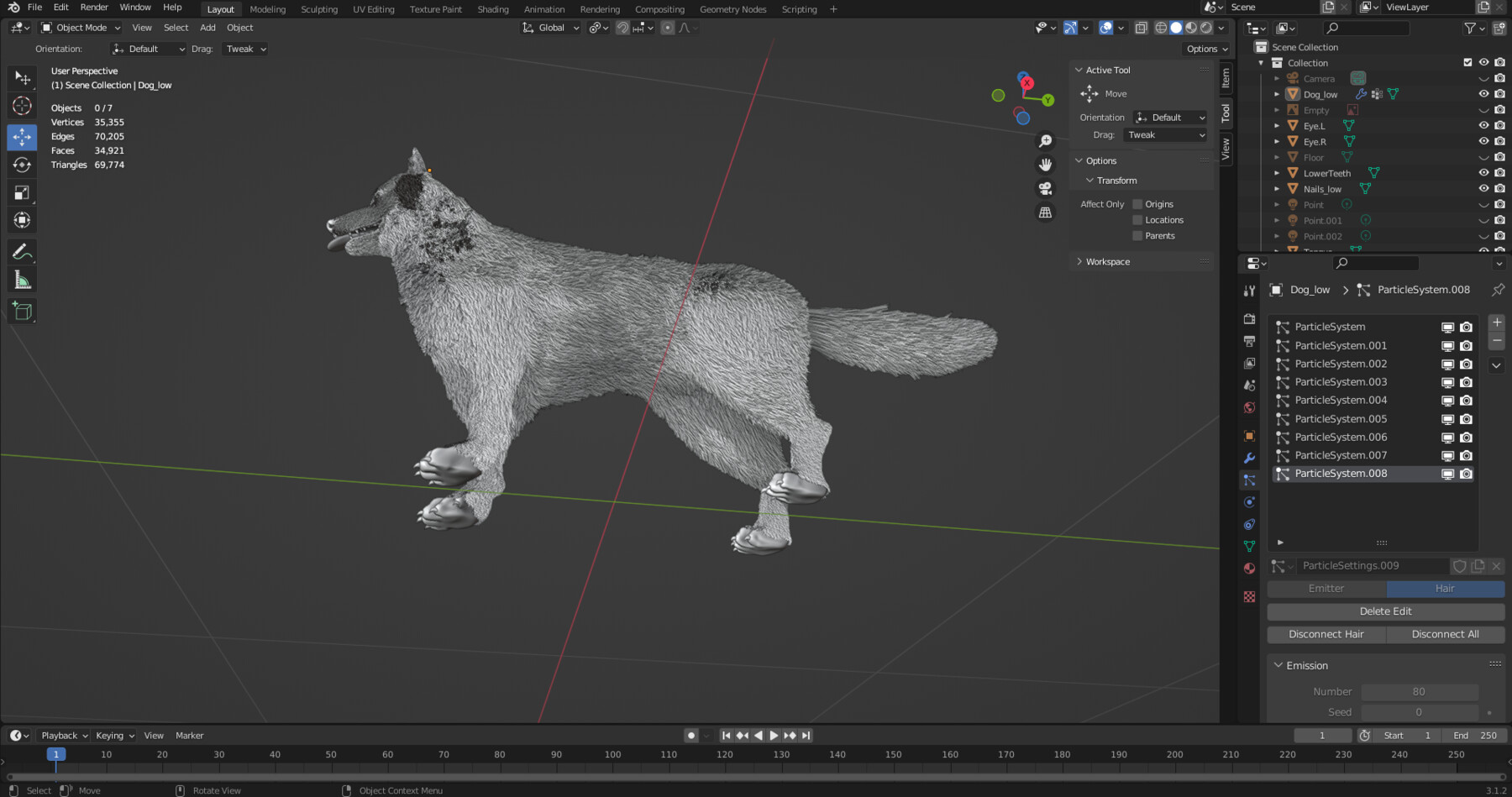 ArtStation - Fur Wolf Rigged and Animation V02 in Blender | Game Assets