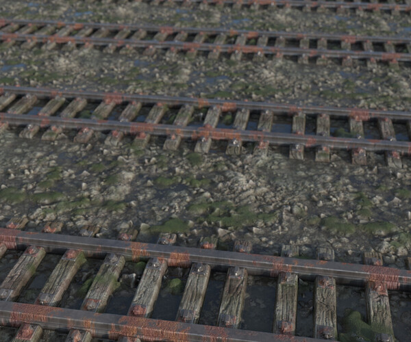 ArtStation - Railway Tracks Material + SBS File | Game Assets