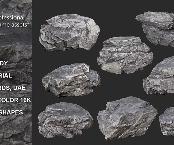 ArtStation - Gray Rock Modular 221115 - Ultra HD 16K Texture | Game Assets
