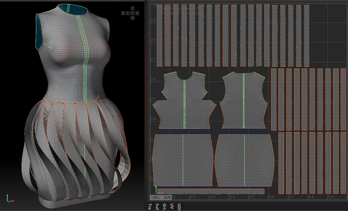 ArtStation - RETOPOLOGY & UV Smocking Frock 3 (smoking dress) | Resources