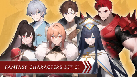 ArtStation - 6 person set - ADULT 2D CHARACTER SET 01 | Game Assets