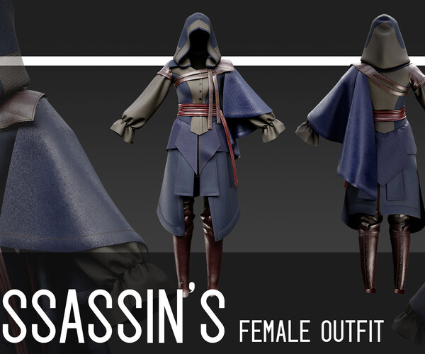 ArtStation - 2 Assassin's Female Outfit MD project + OBJ | Resources