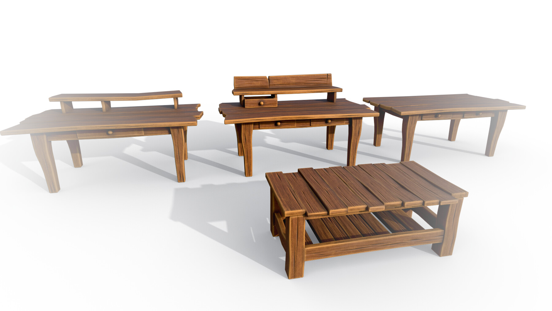 ArtStation - Set of stylized tables PBR low-poly game ready 3D model | Resources