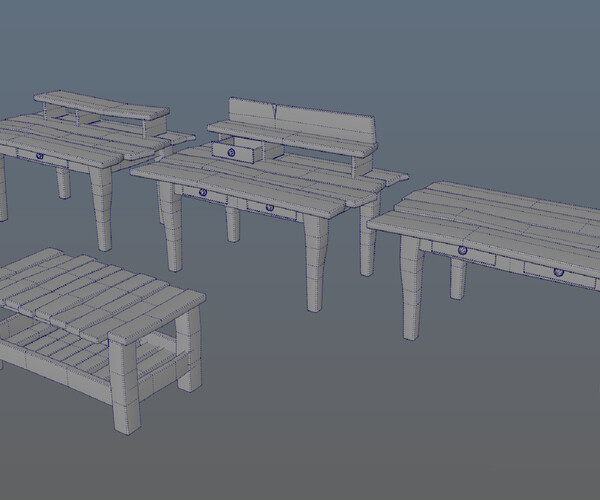 ArtStation - Set of stylized tables PBR low-poly game ready 3D model ...