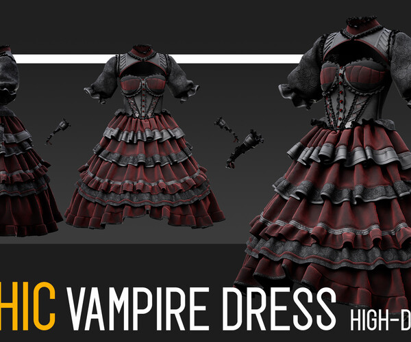 ArtStation - Gothic vampire dress MD project + OBJ | Resources