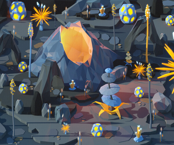 ArtStation - Low Poly Space Alien Worlds 3D Asset Pack | Game Assets