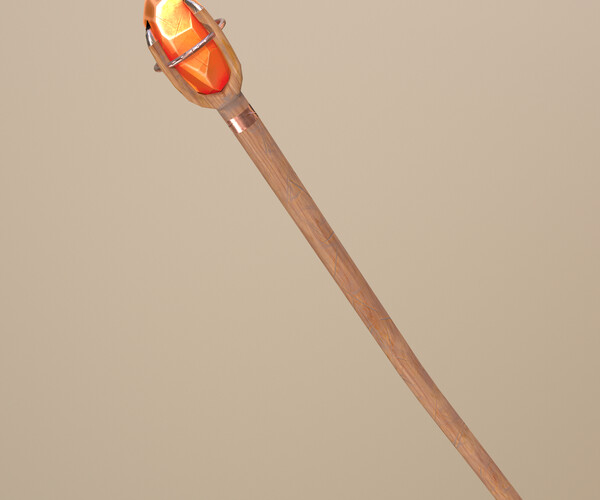 ArtStation - Old wooden staff, Low-poly, 3D model | Resources
