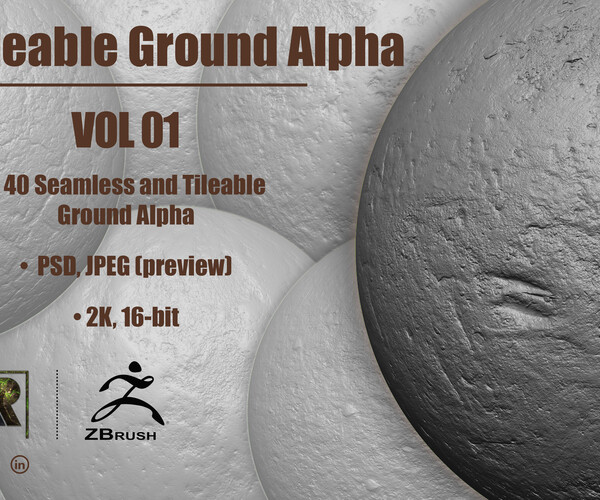 ArtStation - 40 Ground Alphas (Seamless and Tileable - Vol 01) | Brushes