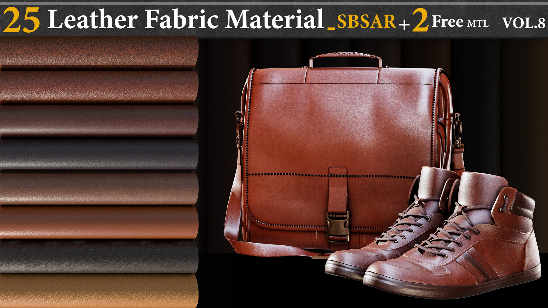 ArtStation - 25 Leather Fabric Material-Sbsar vol.8 | Game Assets