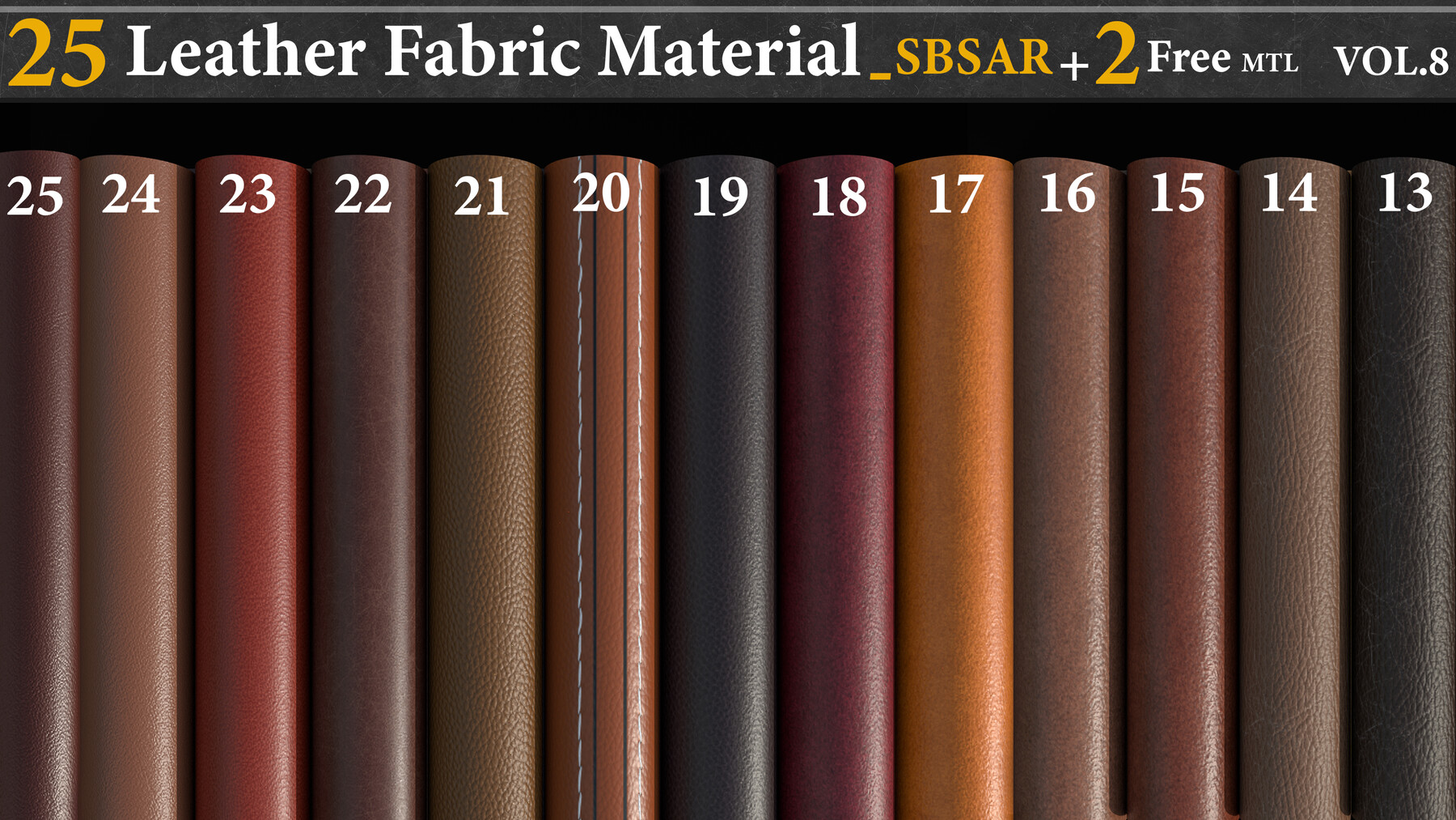 ArtStation - 25 Leather Fabric Material-Sbsar vol.8 | Game Assets