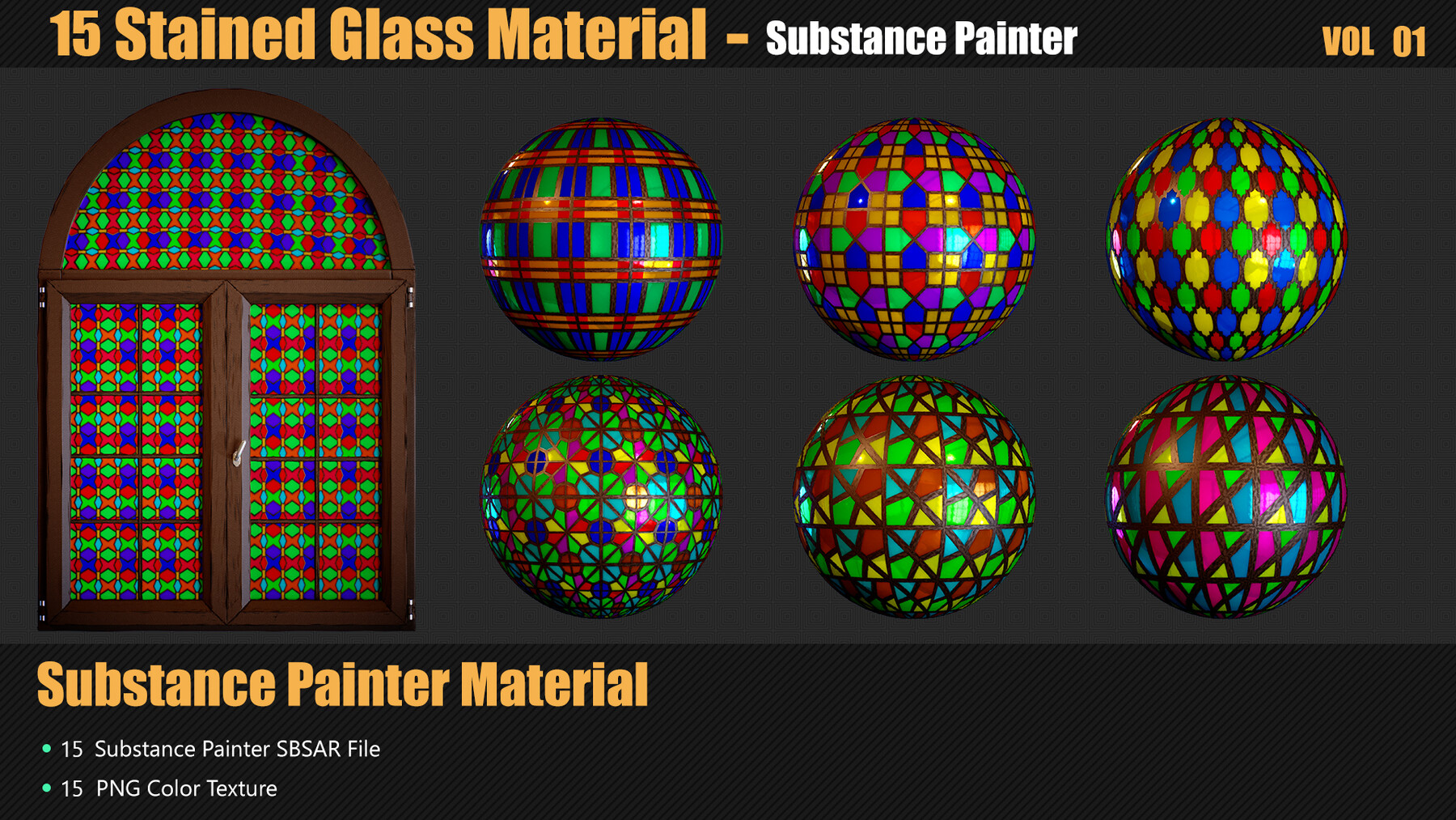 ArtStation - 15 Stylized Stained Glass Materials In Substance Painter ...