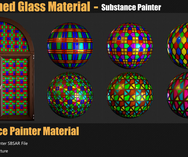 ArtStation - 15 Stylized Stained Glass Materials In Substance Painter | Game Assets