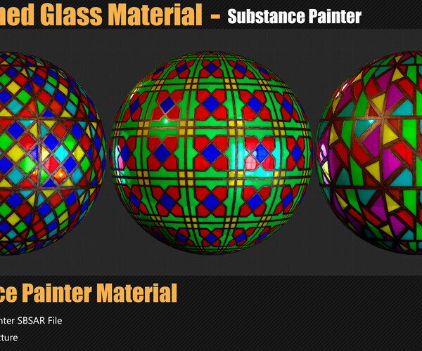 ArtStation - 15 Stylized Stained Glass Materials In Substance Painter | Game Assets