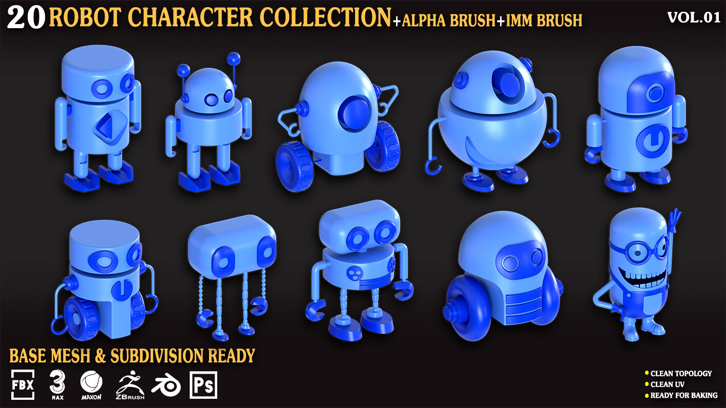 ArtStation - Robot characters collection_Vol_01 | Game Assets