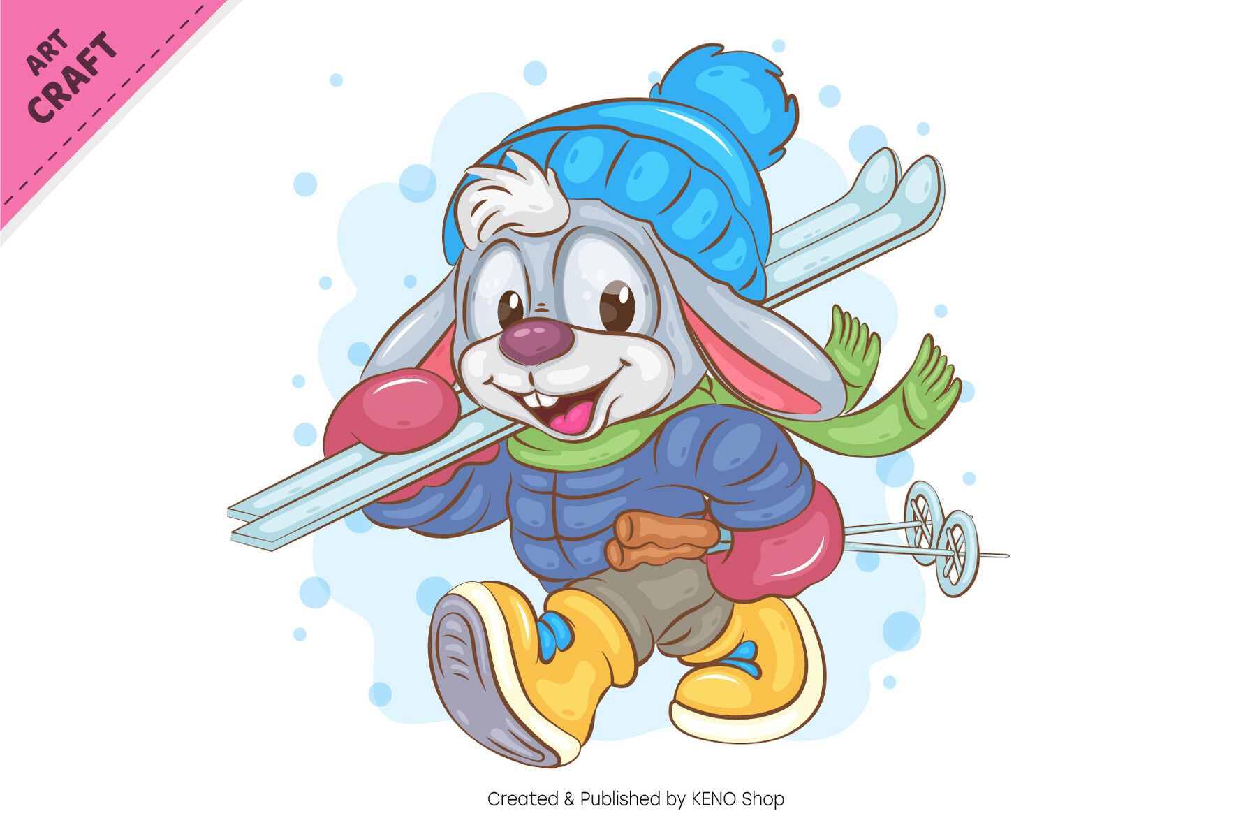 ArtStation - Set of Winter Bunnies 02. Clipart. | Artworks