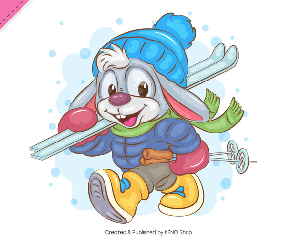 ArtStation - Set of Winter Bunnies 02. Clipart. | Artworks