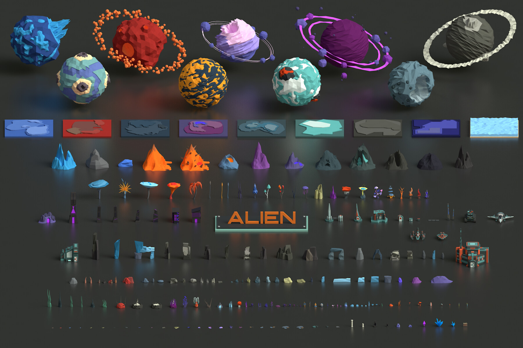 ArtStation - Free Demo of Low Poly Space Alien Worlds 3D Asset Pack | Game Assets
