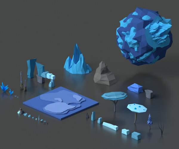 ArtStation - Free Demo of Low Poly Space Alien Worlds 3D Asset Pack | Game Assets