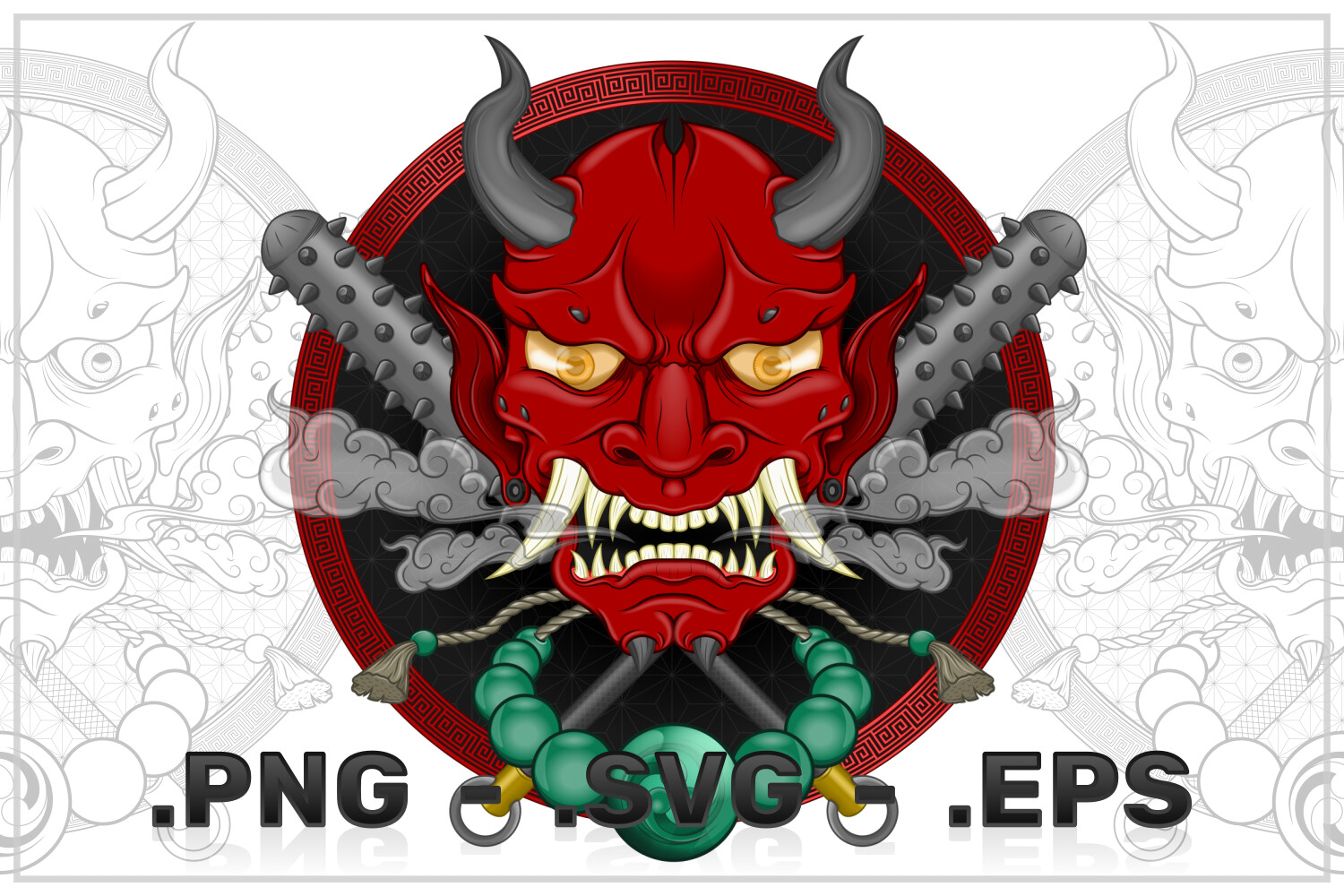 ArtStation - Vector Design of Japanese Demon Oni With kanabo | Artworks