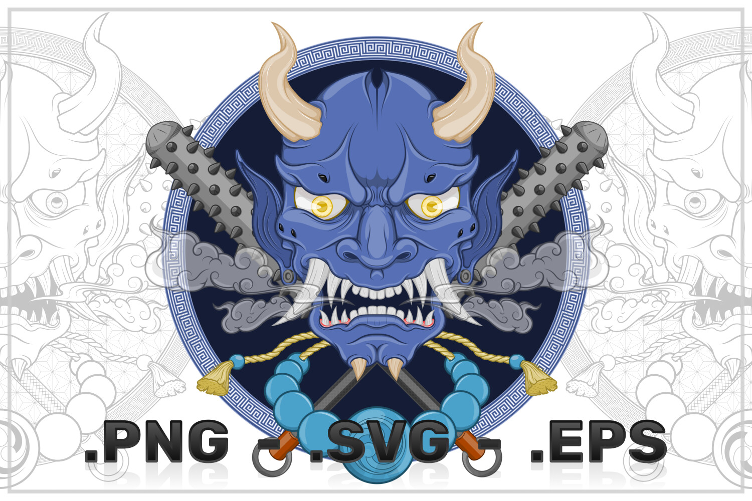 ArtStation - Vector Design of Japanese Demon Oni With kanabo | Artworks