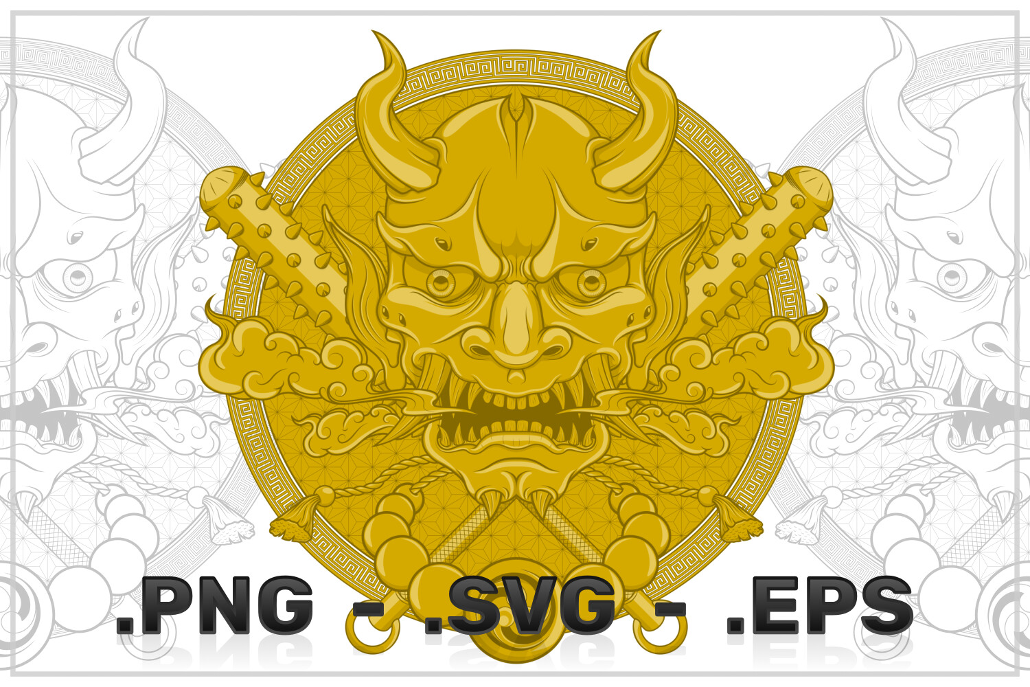 ArtStation - Vector Design of Japanese Demon Oni With kanabo | Artworks