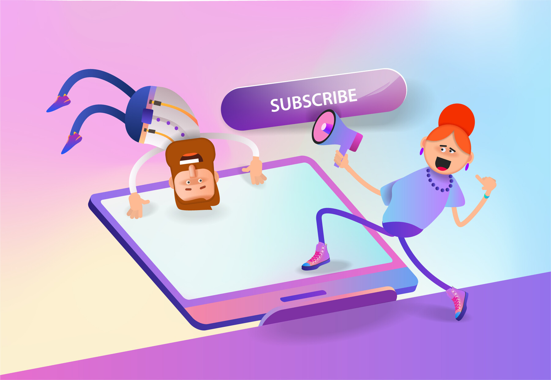 ArtStation - A cheerful girl and a man dance on a computer display ...