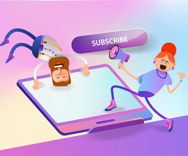 ArtStation - A cheerful girl and a man dance on a computer display ...